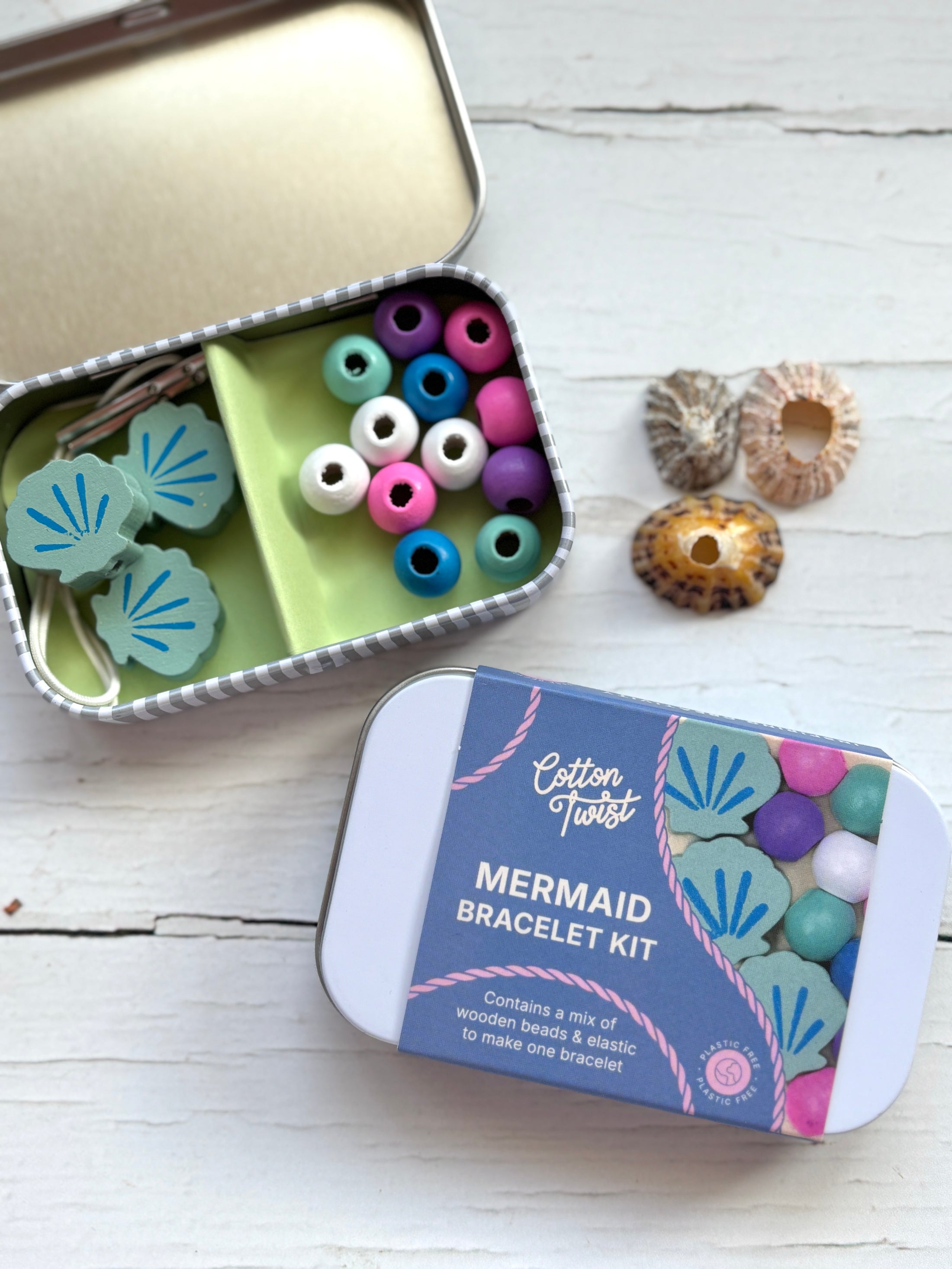 Wooden Bead Bracelet Making Kits in Gift Tins: Mermaid, Daisy, Unicorn ...